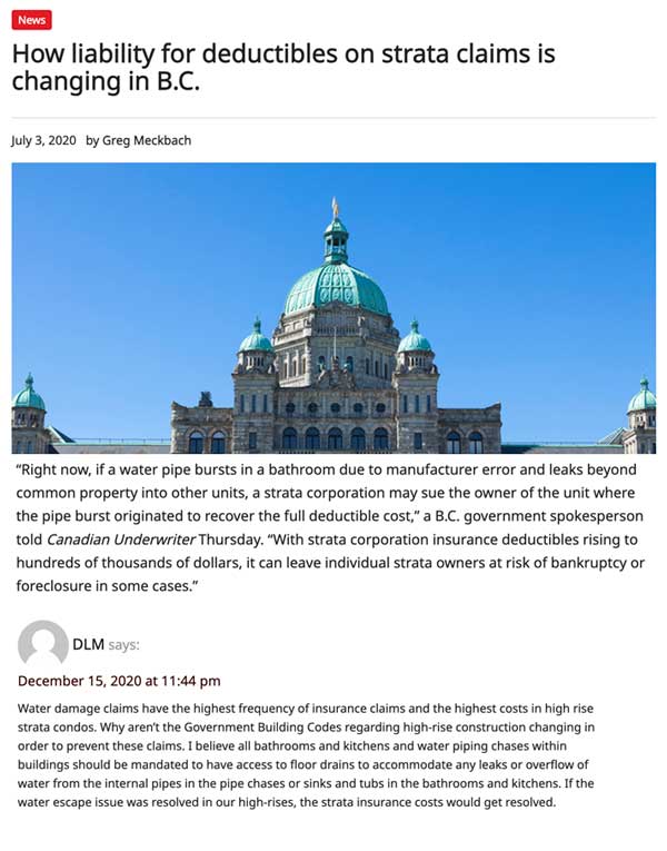 BC Strata Water Deductible Insurance } water damage