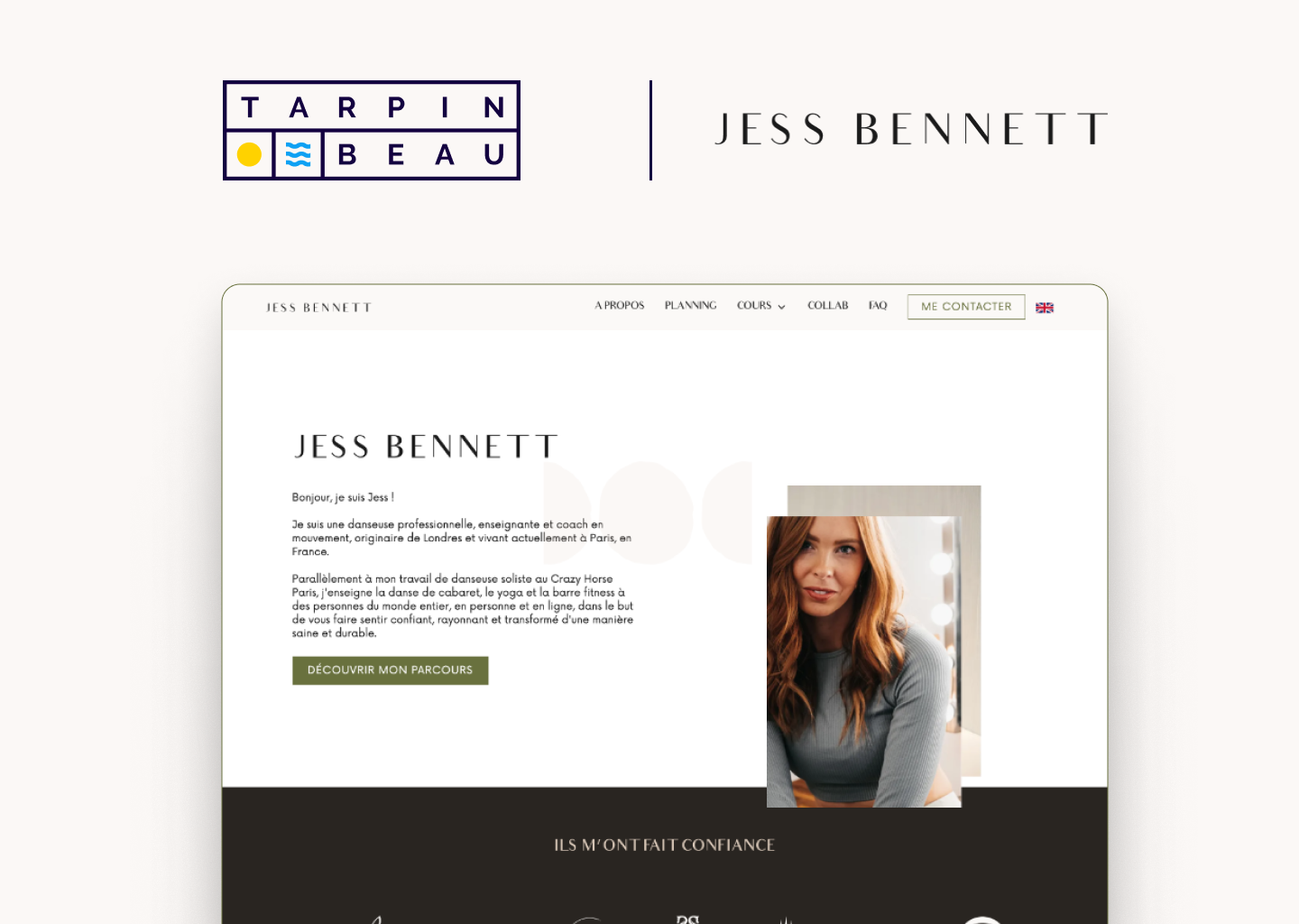 Jess Bennett : Création du site internet - Tarpin beau