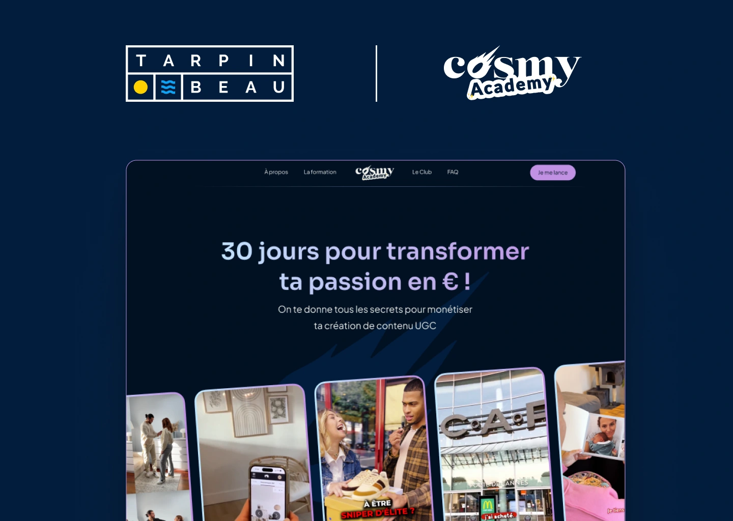 Cosmy Club : Intégration de la Landing Page de la nouvelle Formation du Cosmy Club - Tarpin beau