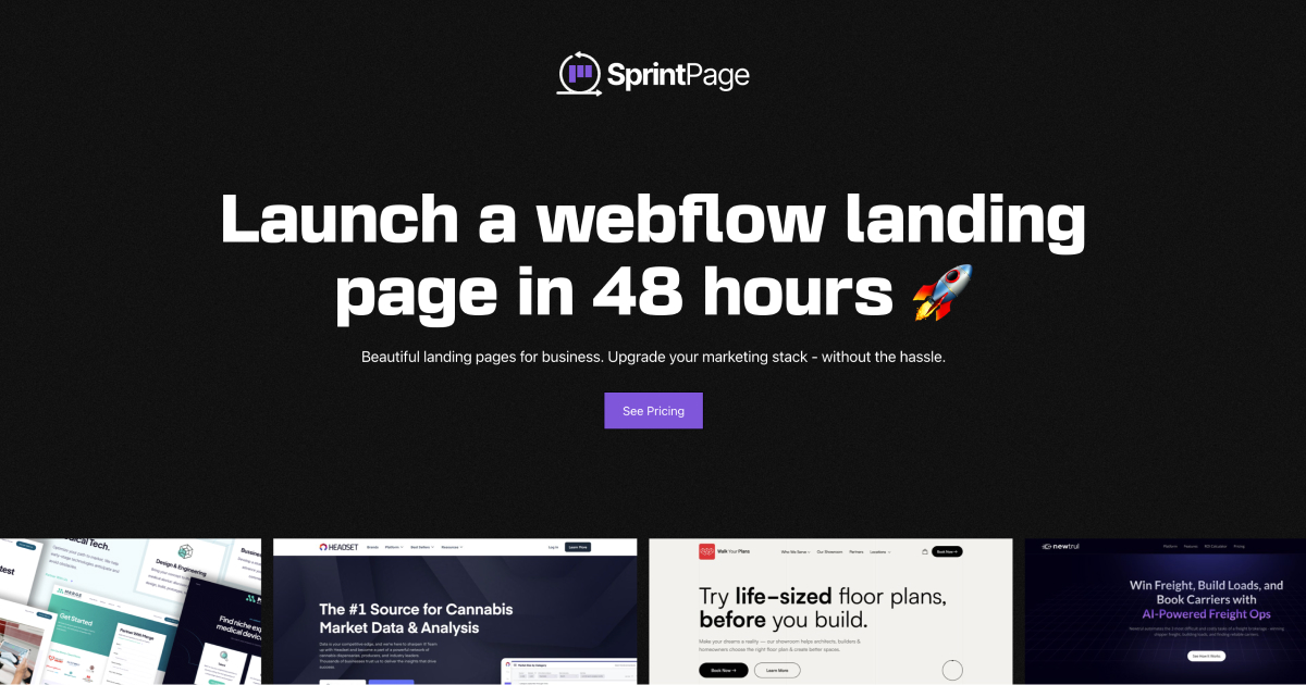 SprintPage - Launch a webflow landing page in 48 hours