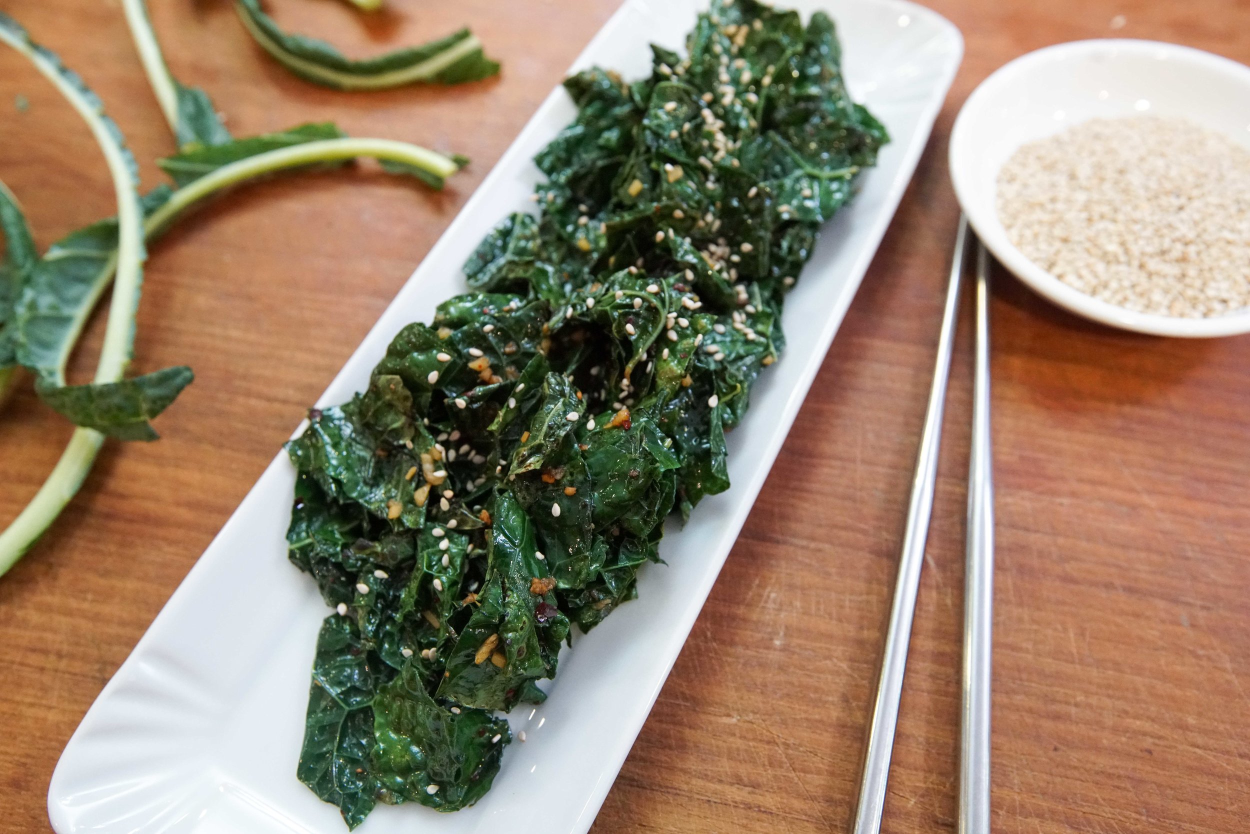 Ginger Sesame Kale Recipe from Sam The Cooking Guy
