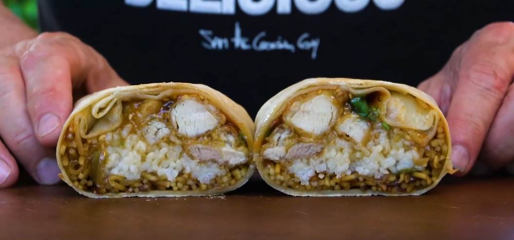 Homemade Orange Chicken Burrito Recipe from Sam The Cooking Guy