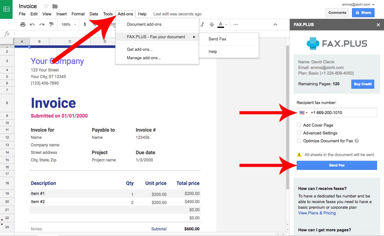 How to Fax Invoice from Google Sheets? (Send invoice by fax) - Alohi Blog