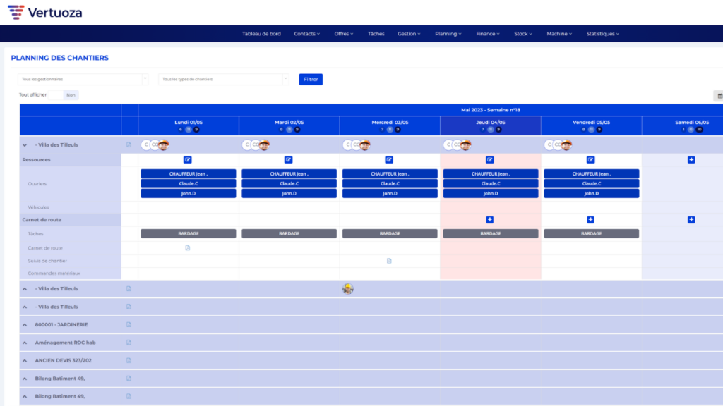 Les différents types de planning de chantier | Vertuoza