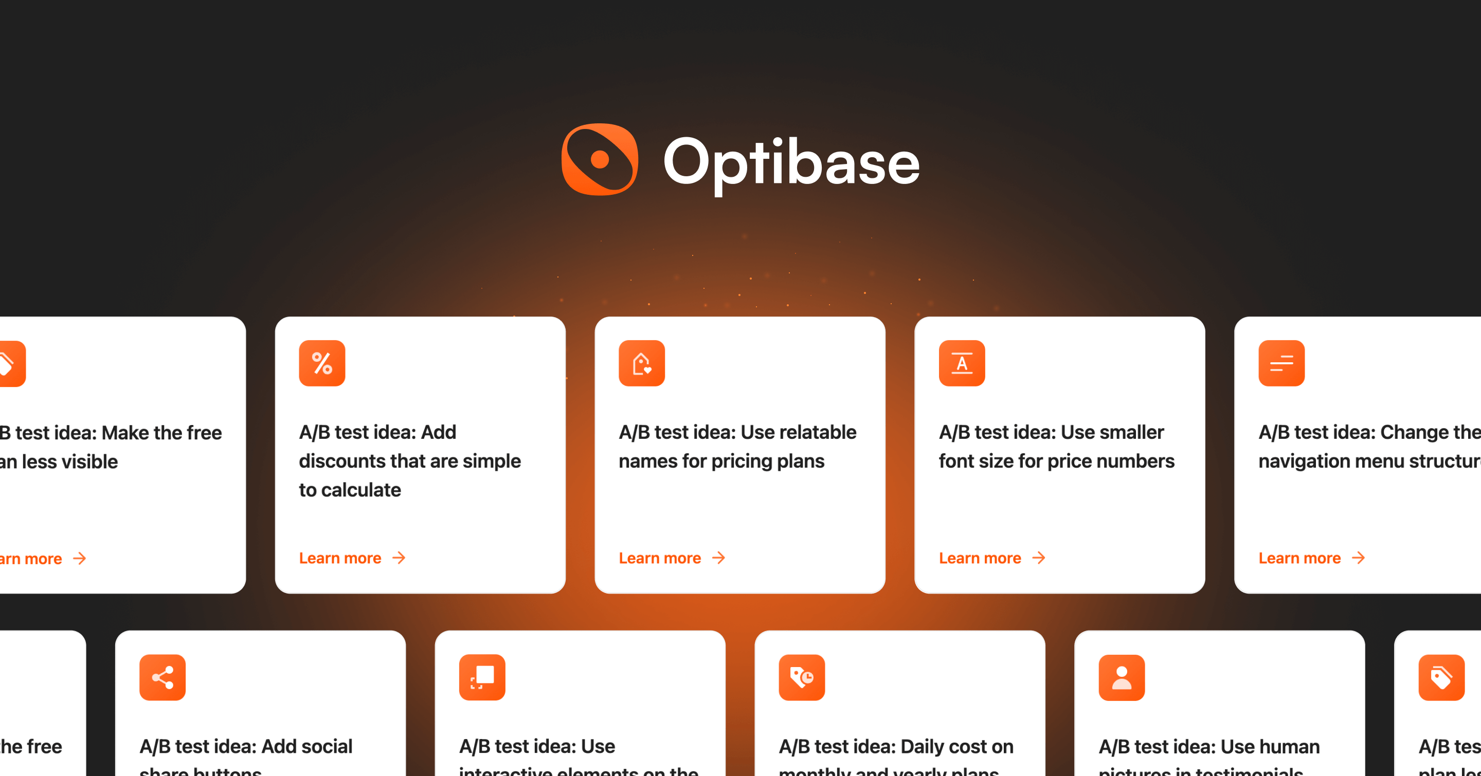 A/B Testing Ideas Library | Optibase