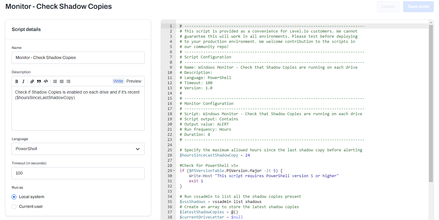 Monitoring Windows Shadow Copies