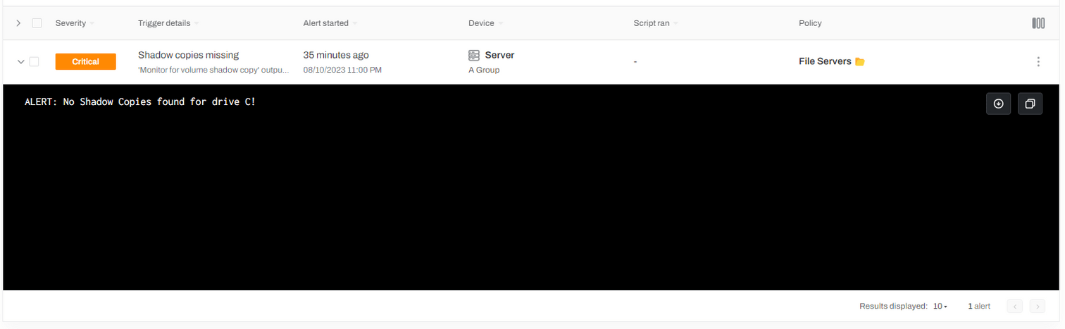 Monitoring Windows Shadow Copies - Level