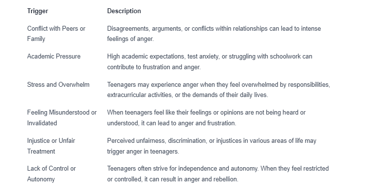 Teens and Anger