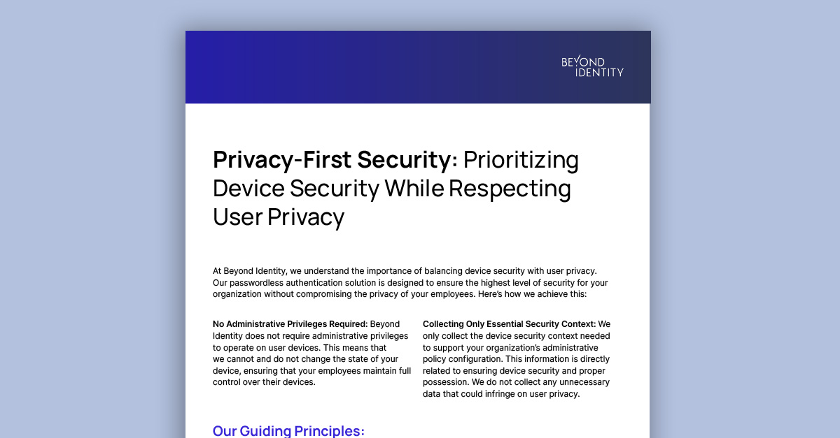 Privacy-First Security