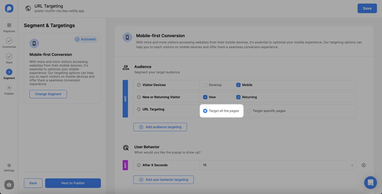 How URL Targeting Works in Popupsmart