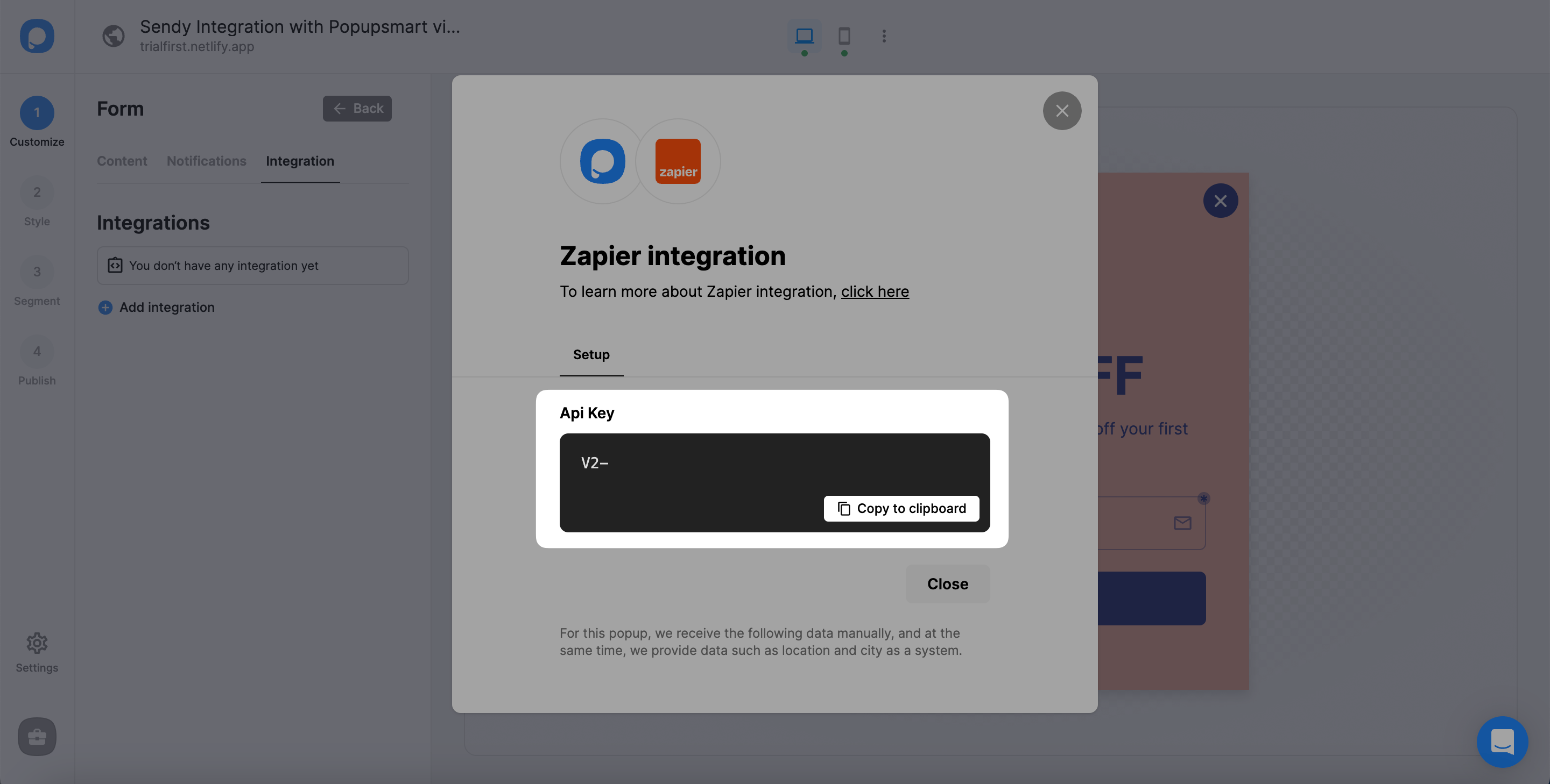 How to Integrate Popupsmart with Sendy via Zapier
