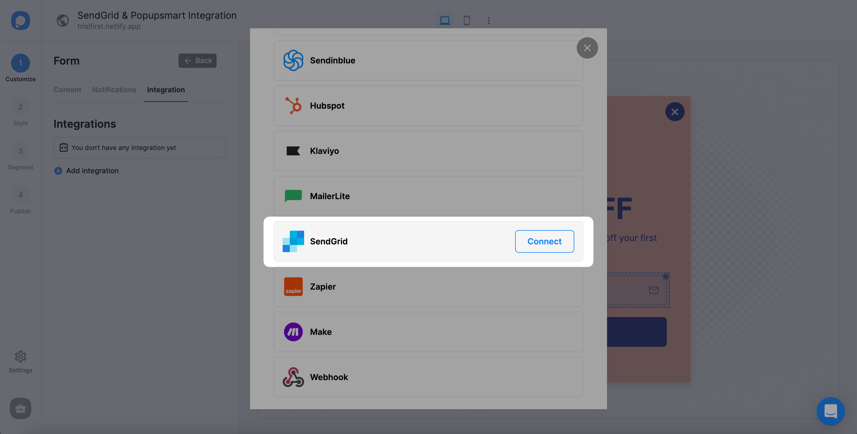 How to Integrate Your Popupsmart Account with SendGrid?
