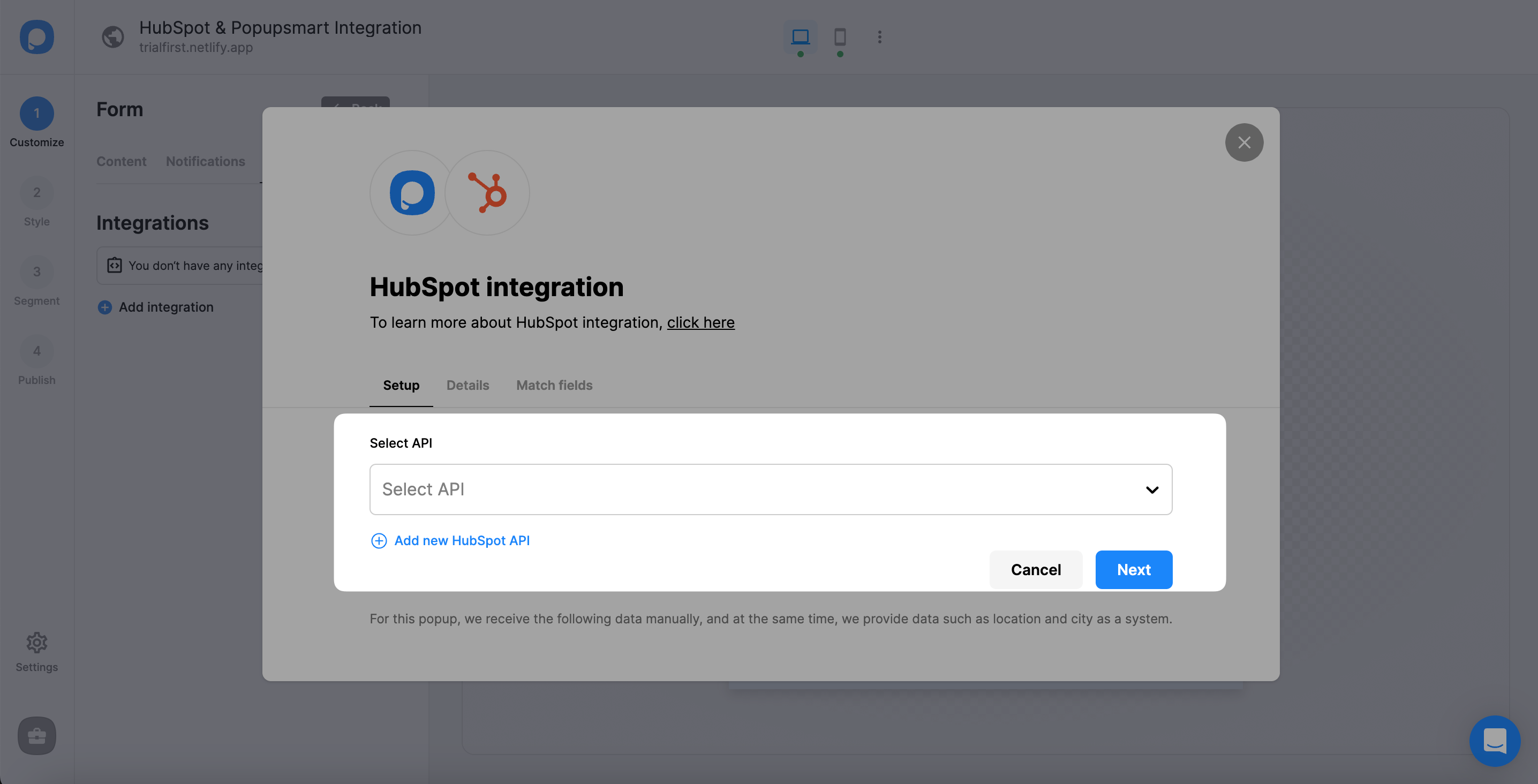 How to Integrate Popupsmart with Hubspot