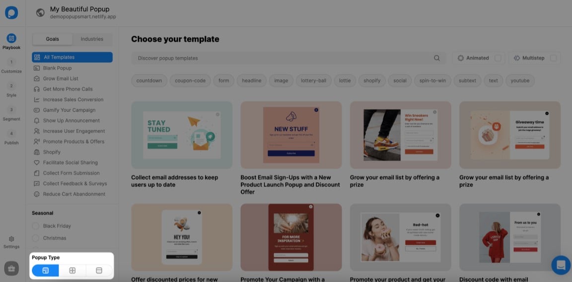 How to Create a Full Screen, Lightbox, and Floating Bar Popup
