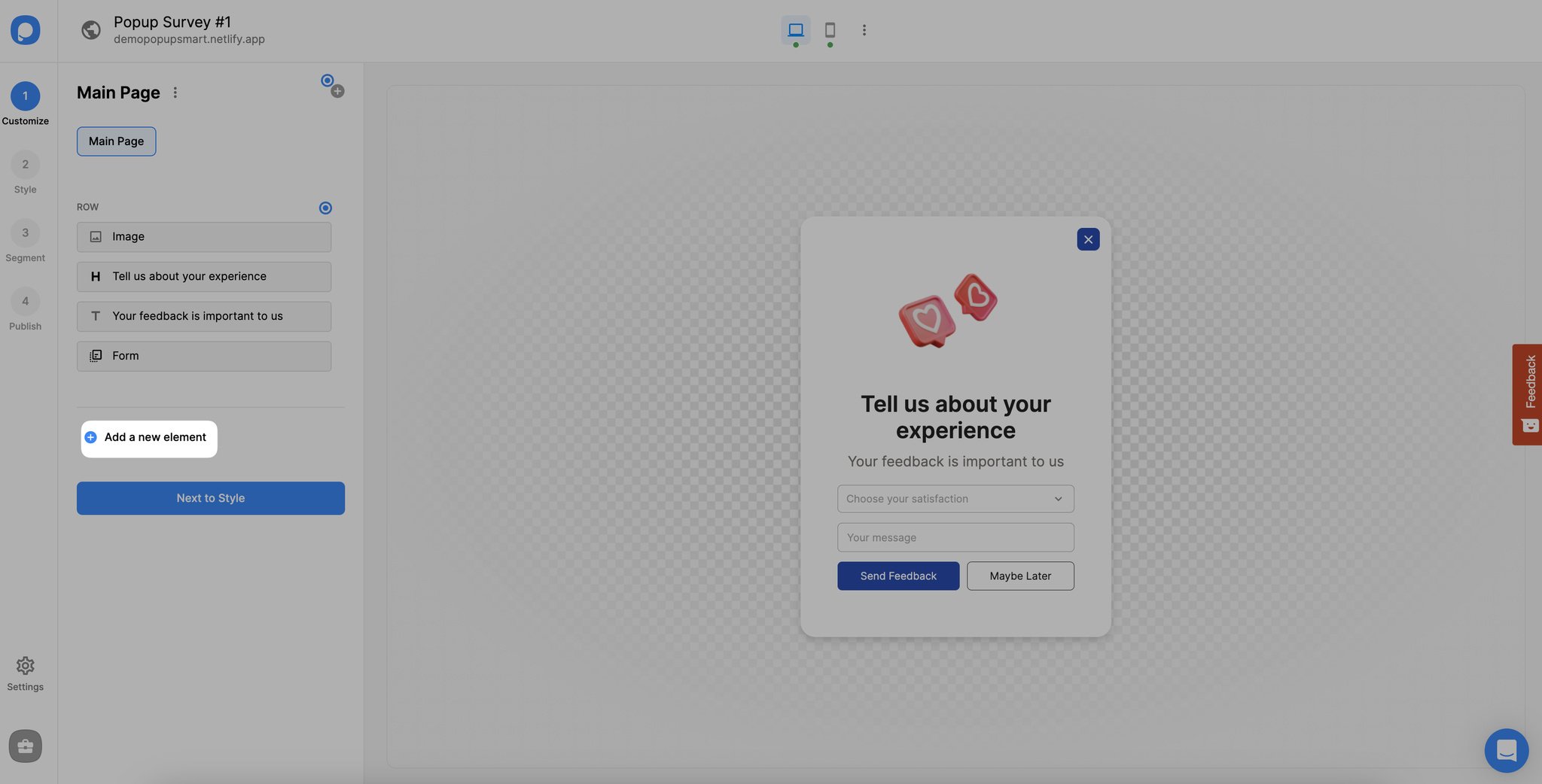 Collect Feedback for a Better UX with a Survey Popup