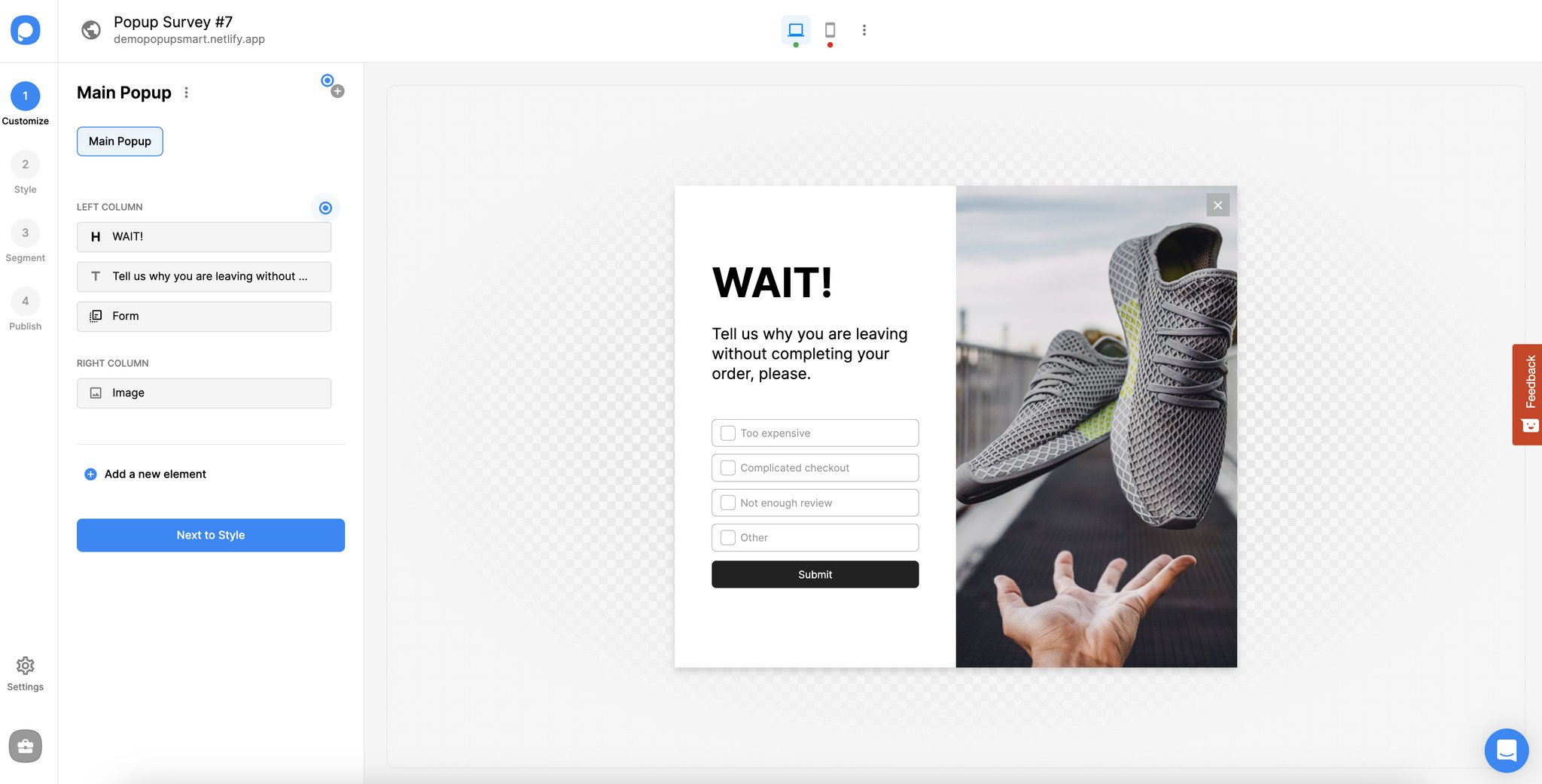 Collect Feedback for a Better UX with a Survey Popup