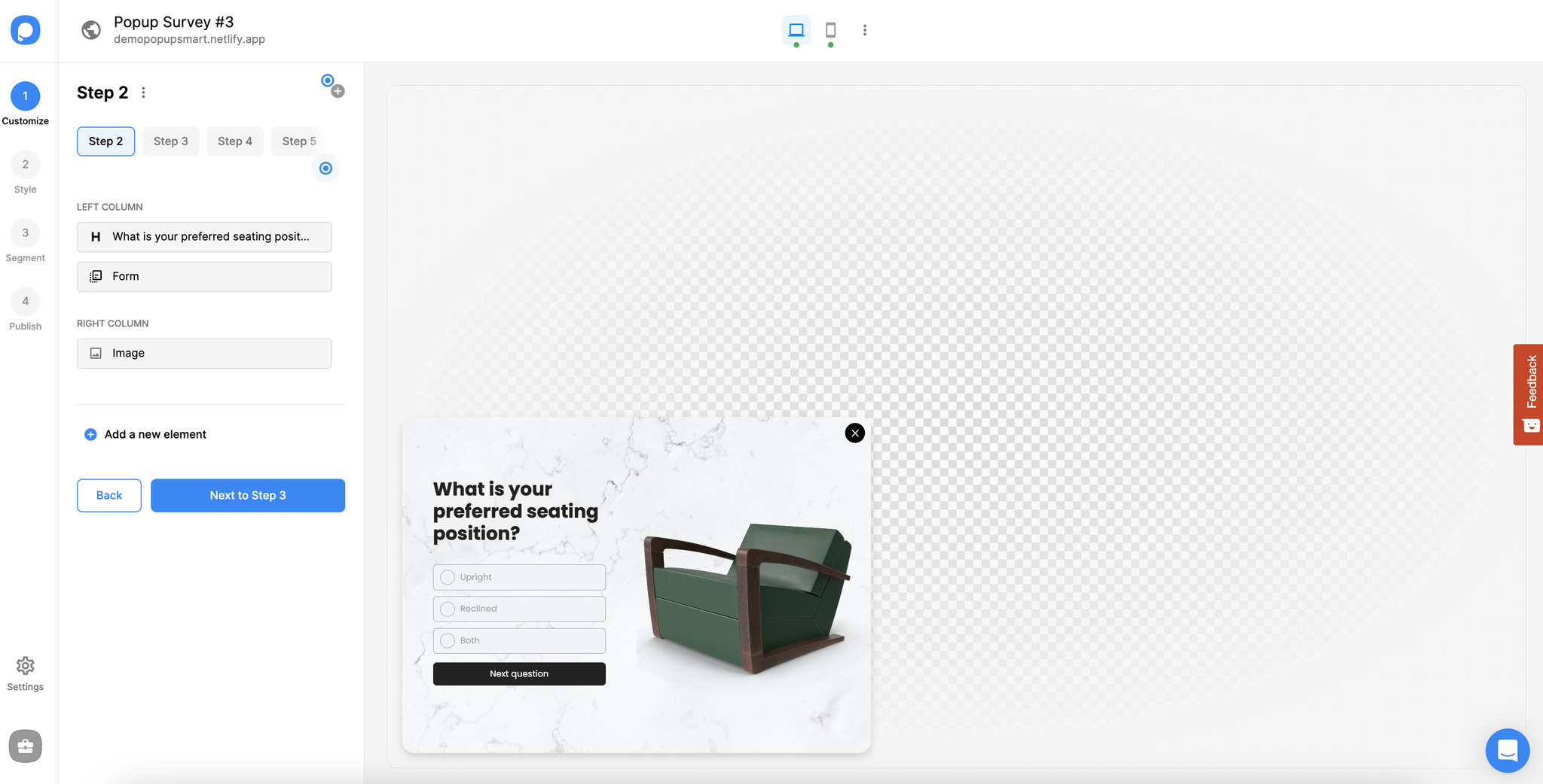 Collect Feedback for a Better UX with a Survey Popup
