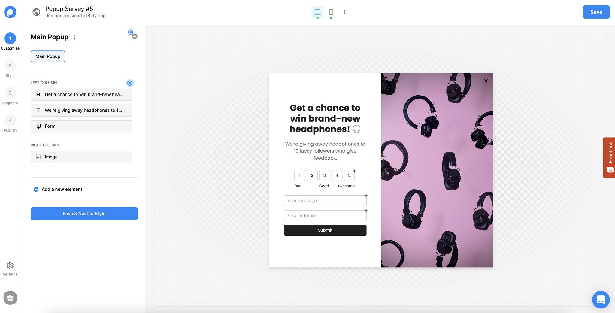 Collect Feedback for a Better UX with a Survey Popup
