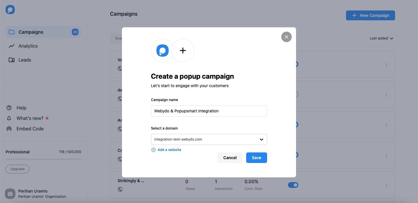 Webydo Popups for High-Quality Leads | Popupsmart