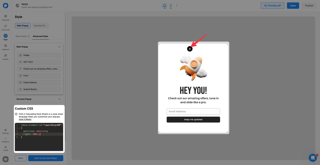 Arranging Close Button Size and Position by Custom CSS