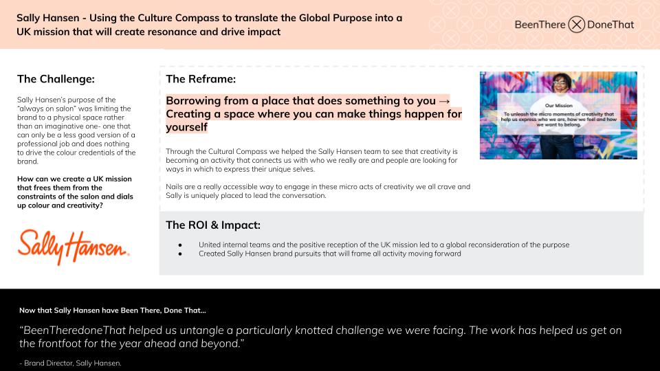 Sally Hansen Cultural Compass Case Study — BeenThereDoneThat