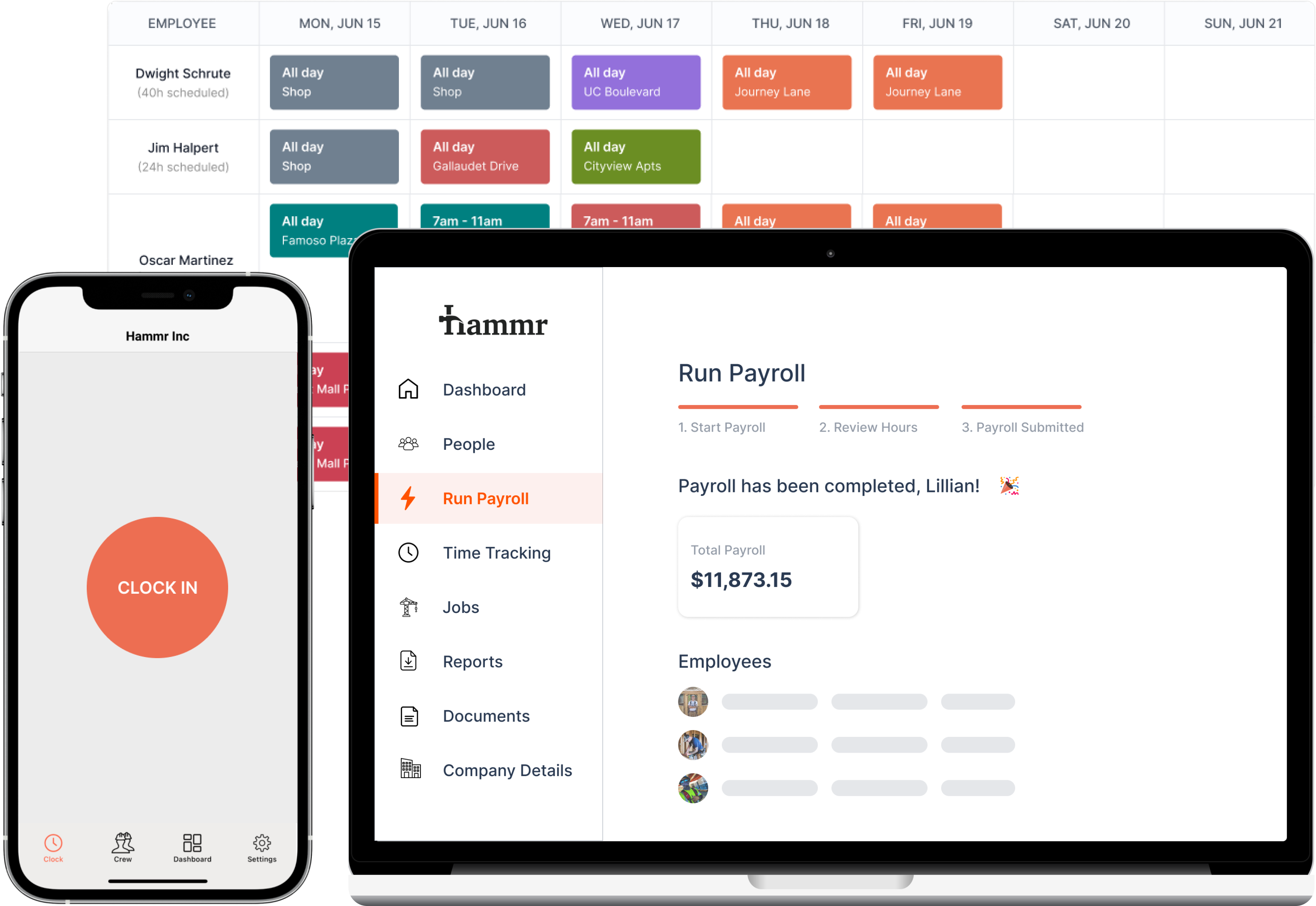 Construction Payroll, Time-Tracking, Scheduling, Benefits & More | Hammr