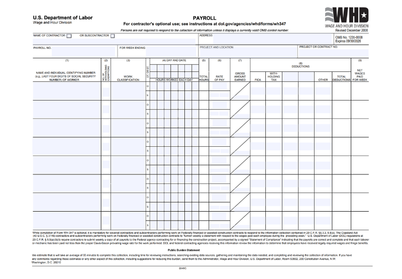 How to Fill out a WH-347 Form for Federal Projects
