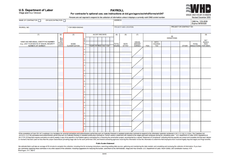 How to Fill out a WH-347 Form for Federal Projects