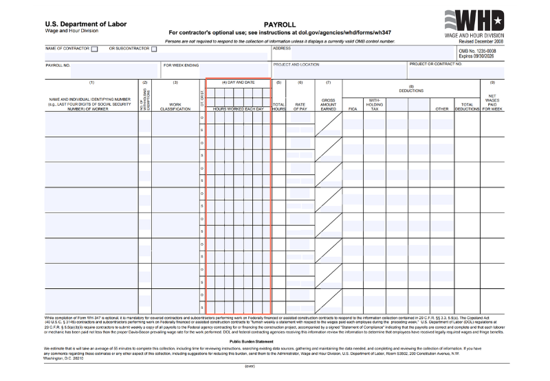 How to Fill out a WH-347 Form for Federal Projects