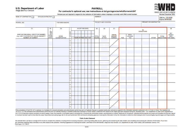 How to Fill out a WH-347 Form for Federal Projects