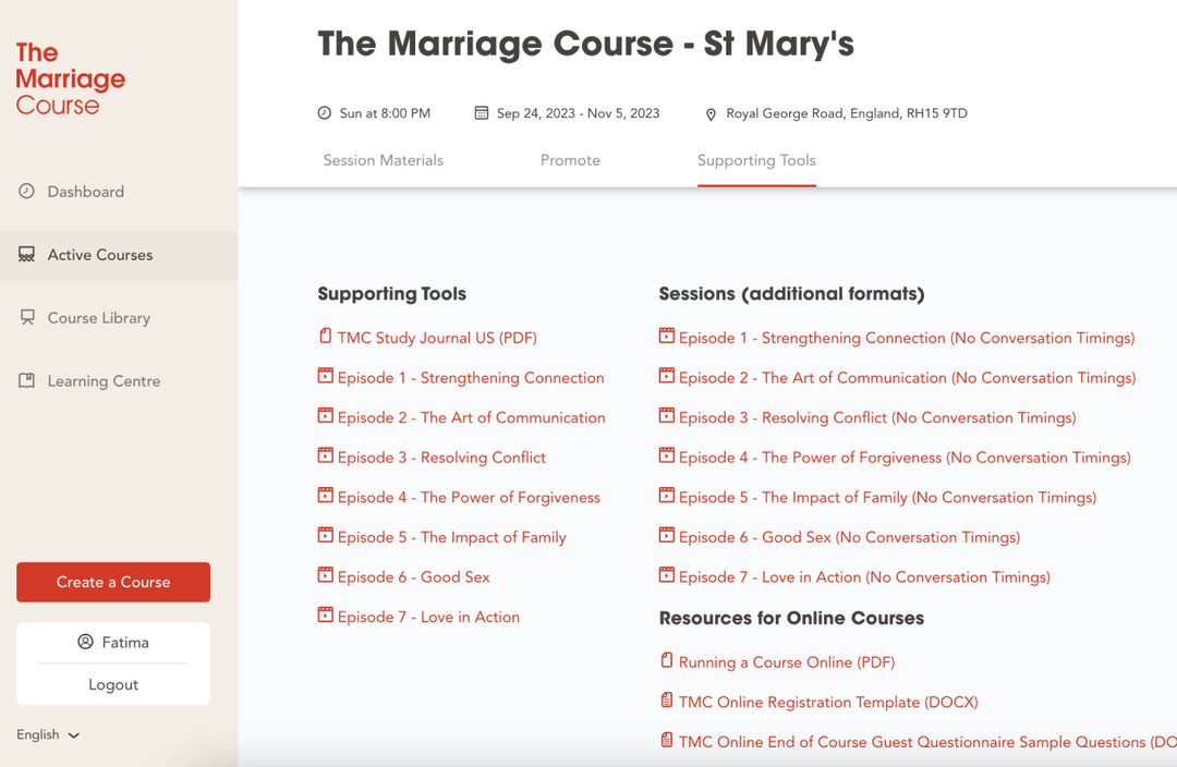 The Marriage Course builder - The Marriage Course