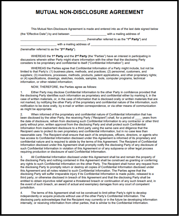 Mutual Non-Disclosure Agreement