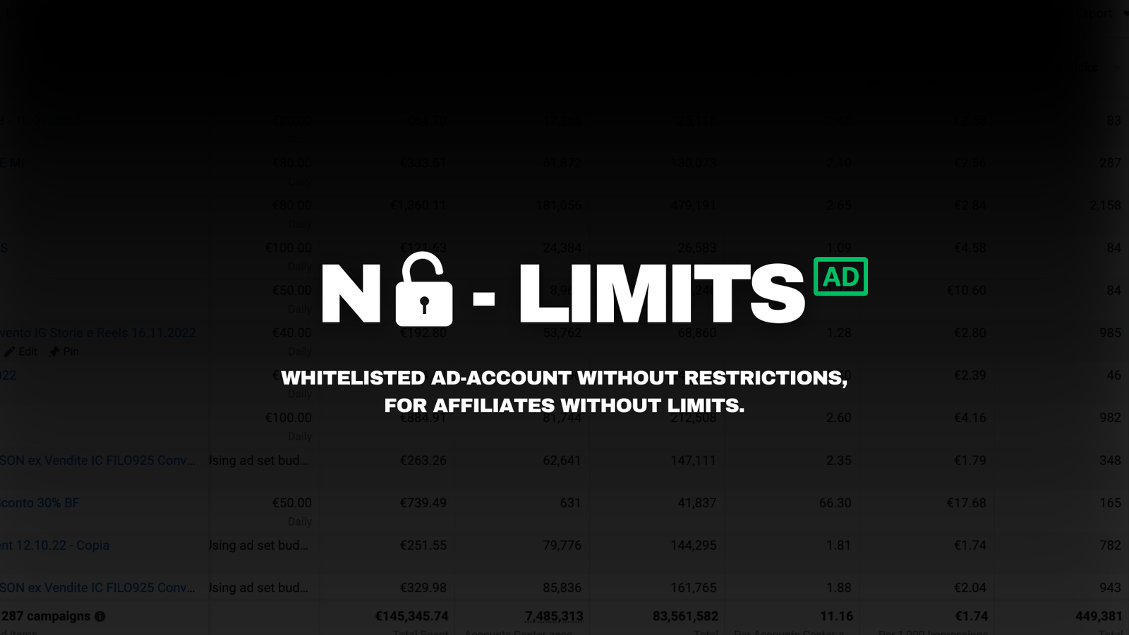 No-Limits Ad - Whitelisted Account without limits