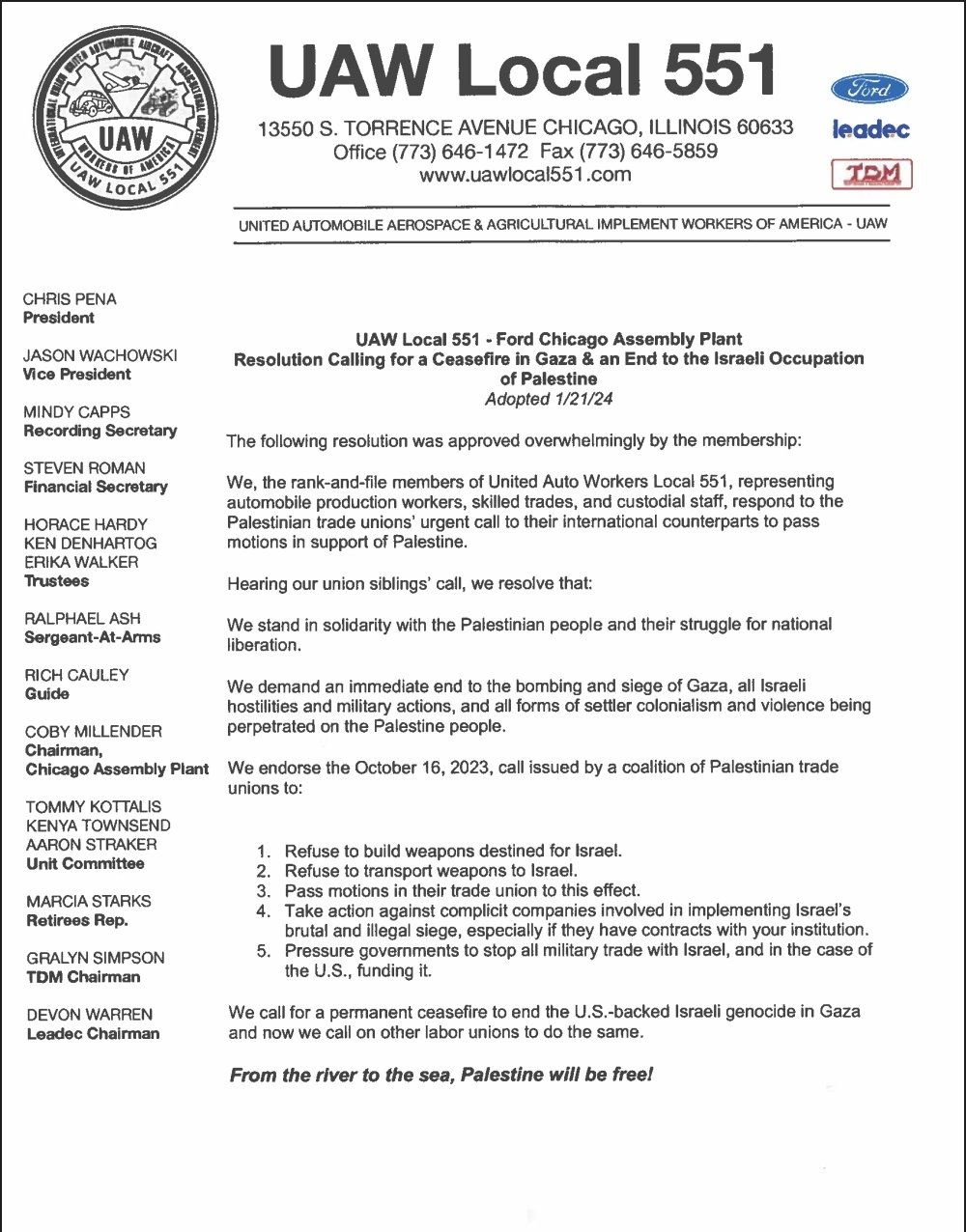 The UAW local of 4600 autoworkers at Ford's Chicago Assembly Plant ...