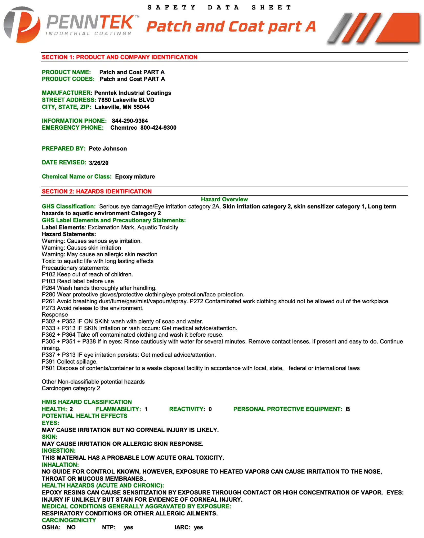 Data Sheets | Penntek Coatings