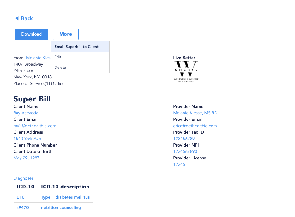 How to make a superbill for dietitians | Healthie