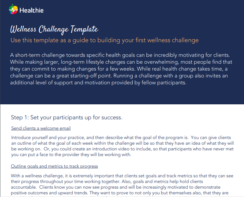 The Ultimate Online Wellness Challenge Template | Healthie