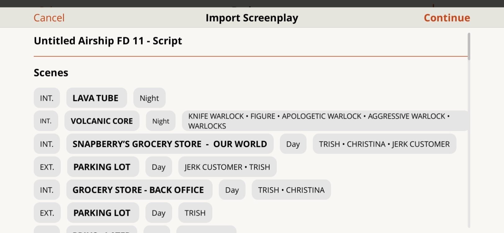 Import a Final Draft Script