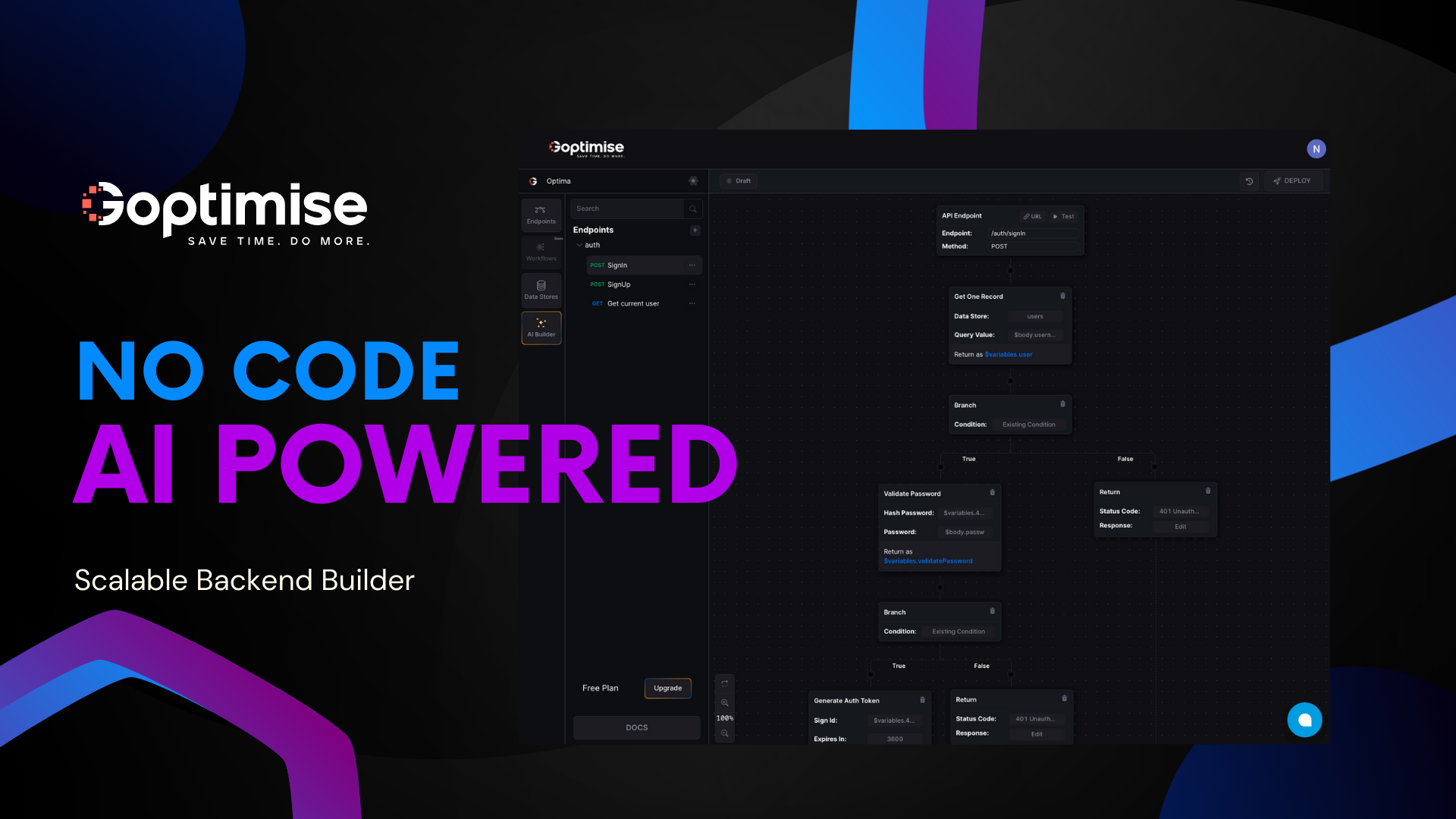 Goptimise - No Code AI Powered Scalable Backend Builder
