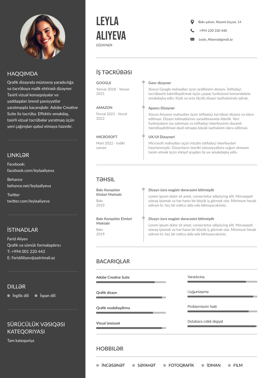 CV Yarat - Peşəkar şablonlarımızdan istifadə edərək CV-nizi yaradın