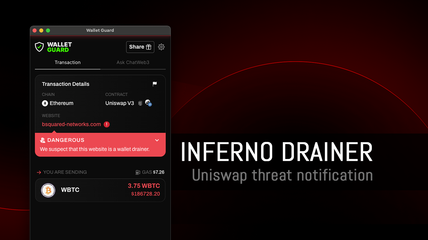 THREAT NOTIFICATION: INFERNO UNISWAP DRAINER | Wallet Guard Academy
