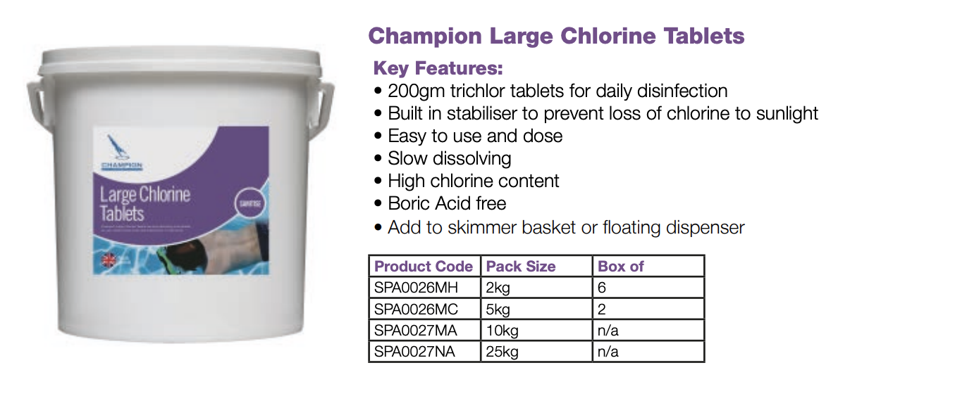 Champion Large Chlorine Tablets