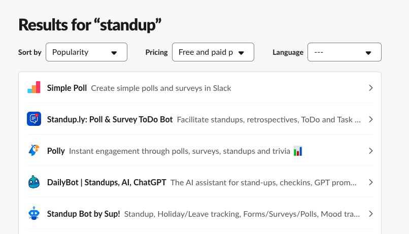 The top 5 most popular Slack standup bots