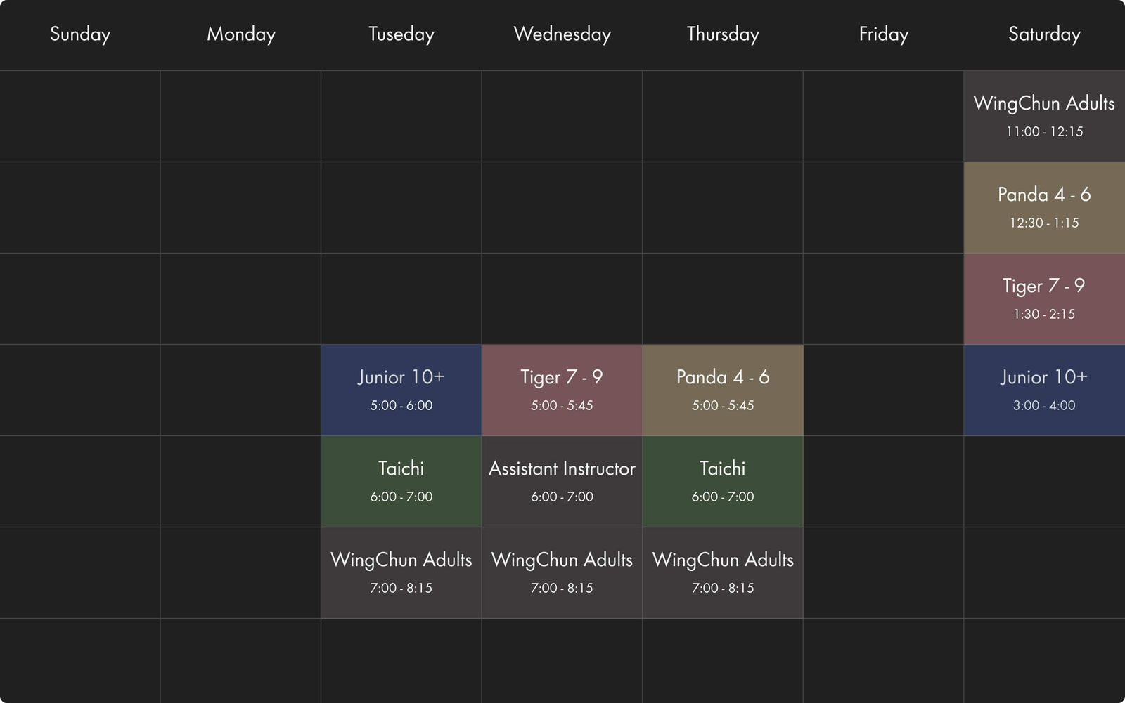 Class Schedule - PCMA