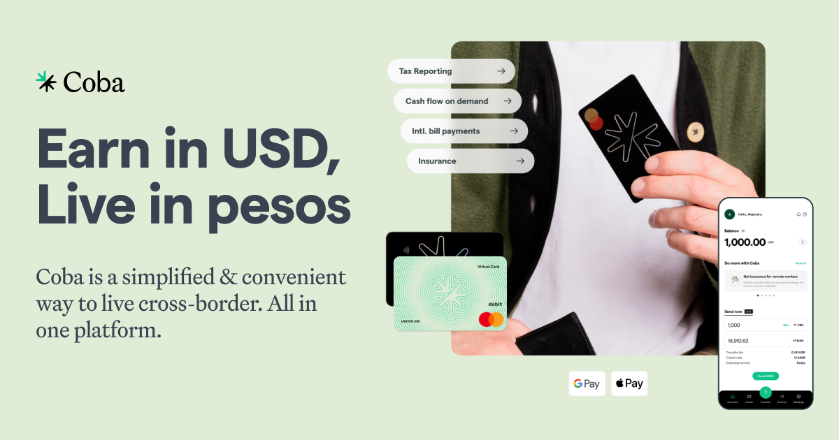 Earn in USD, Live in pesos with Coba