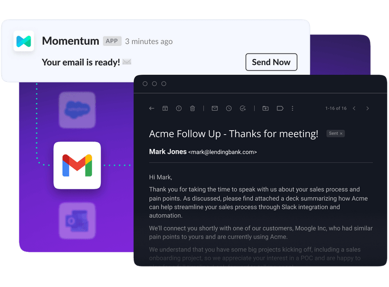 Momentum - Use AI to Write Email Follow Ups After Calls