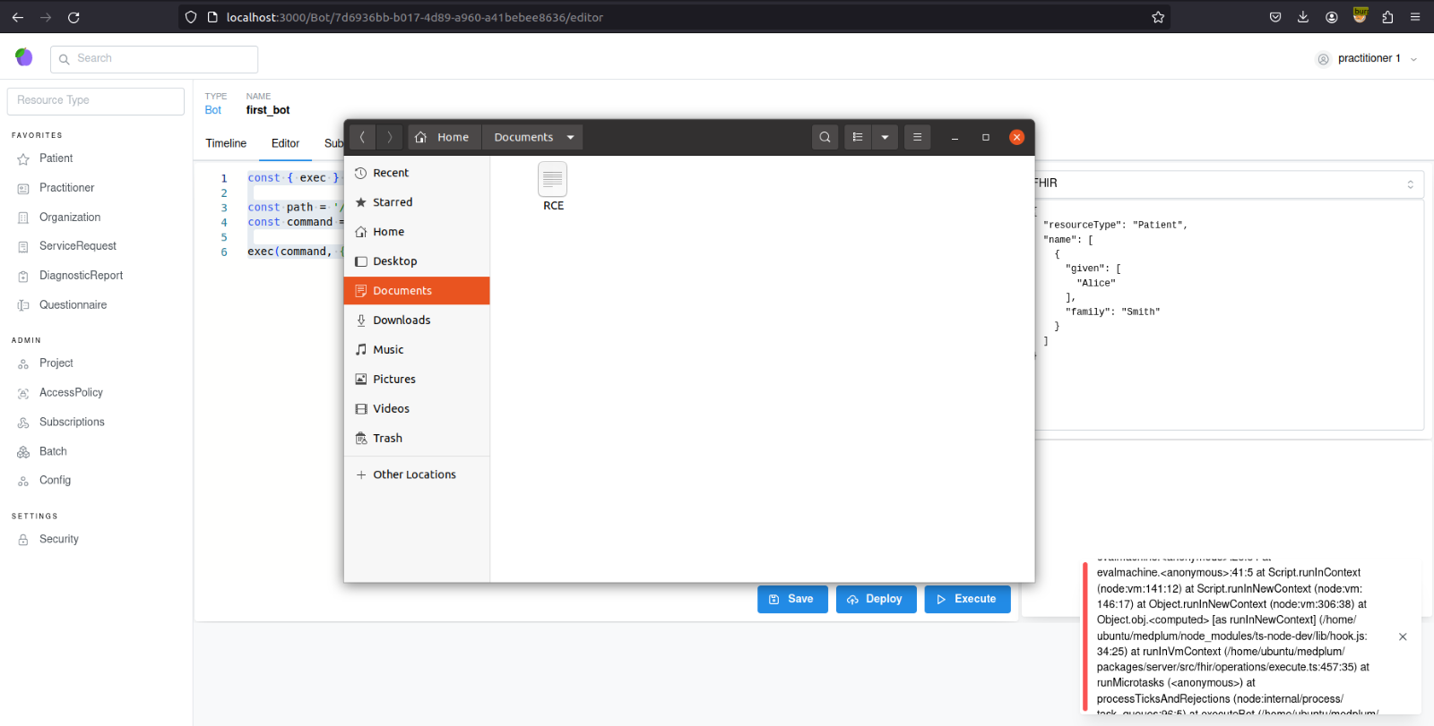 Privilege Escalation Leads to RCE in Medplum