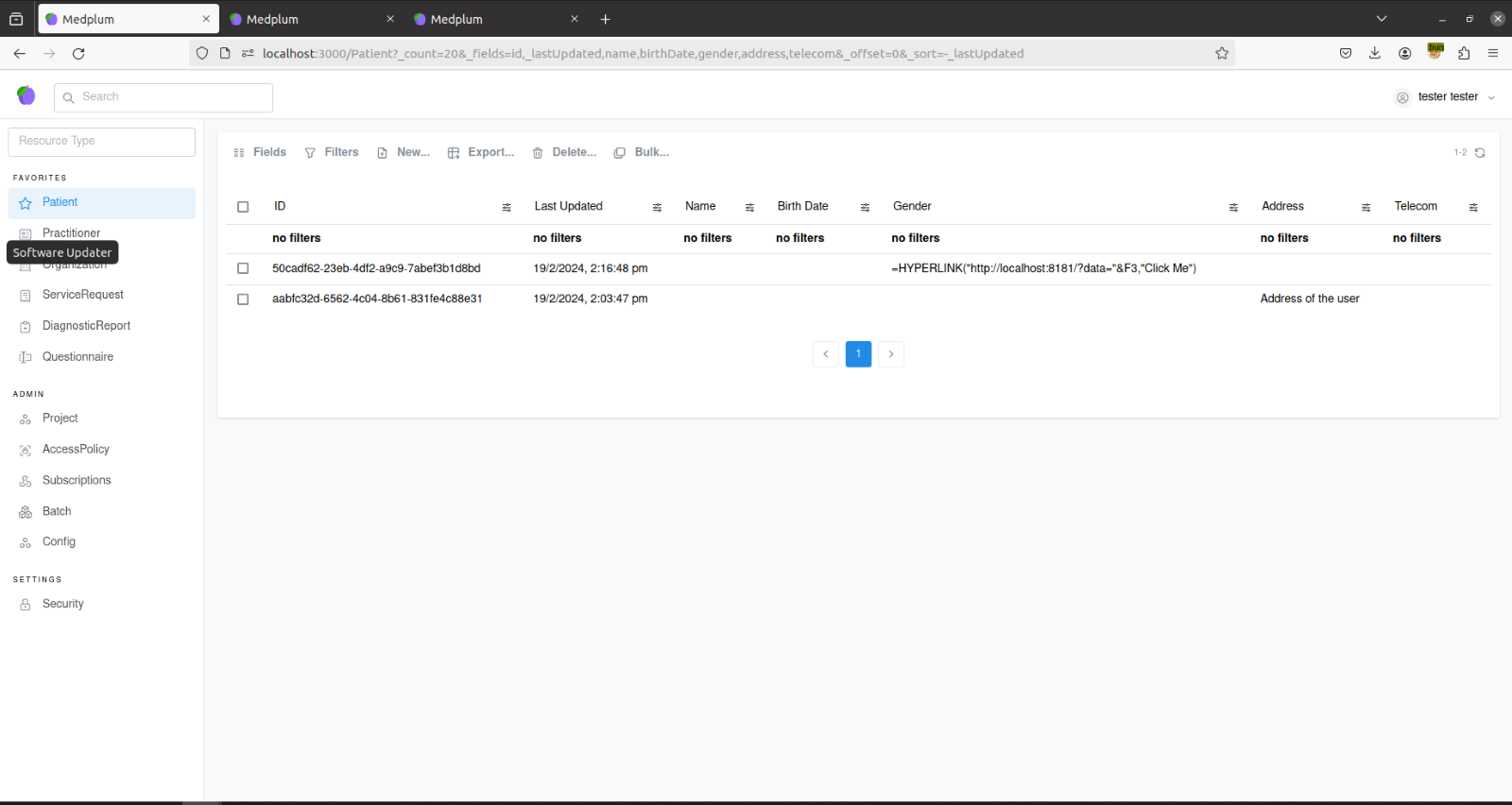 CSV/Formula Injection in Medplum