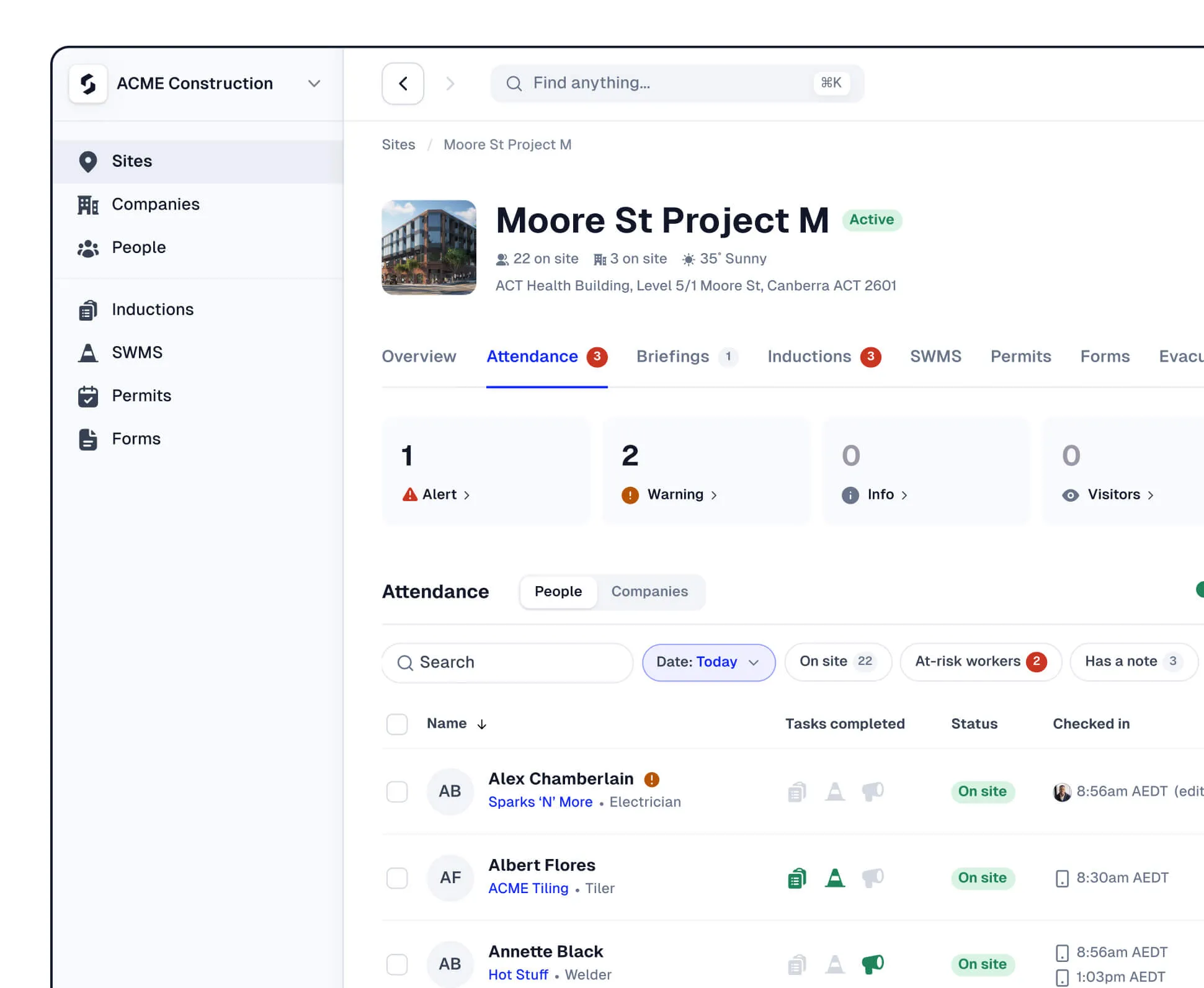 SignOnSite: An Online Productivity, Data & Safety Platform for Construction