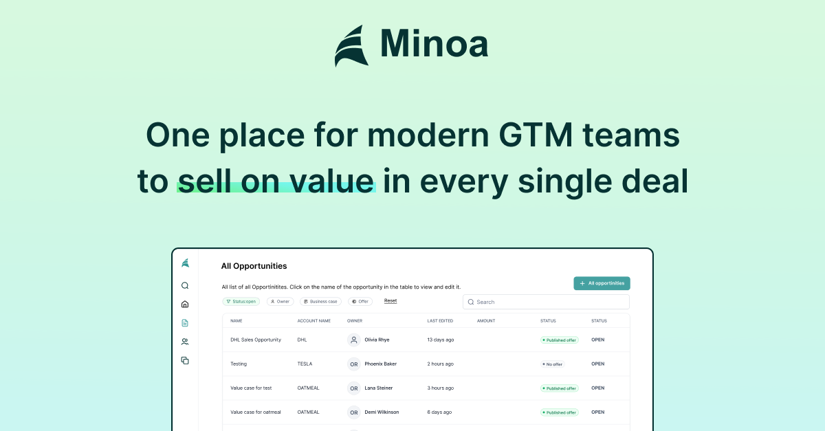 Minoa: Revolutionize Your SaaS Sales with Value-Based Selling Solutions